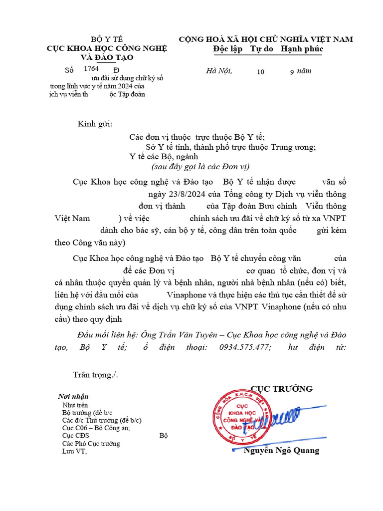 2024 CV Gui Cac Don Vi Ve Uu Dai CKS Cua VNPT Trinh Ky - Signed | PDF