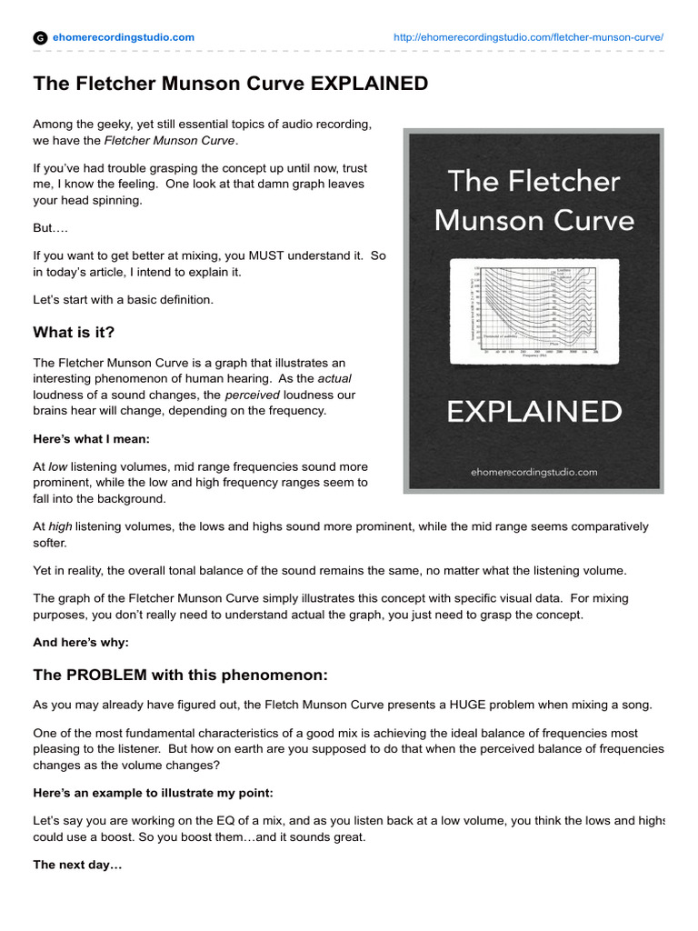 1. Fletcher Munson Curve | PDF