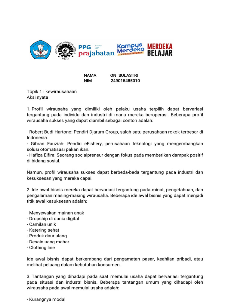 T1 - Aksi Nyata - Oni Sulastri | PDF