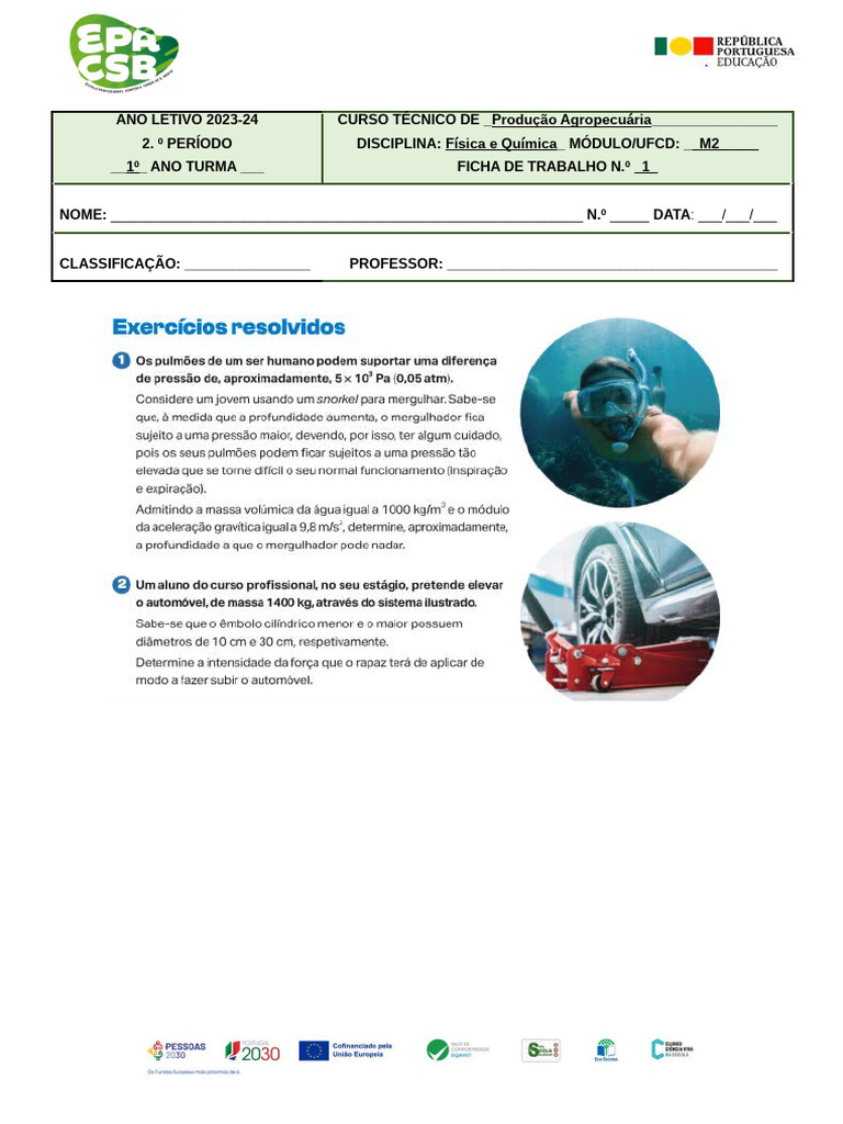 Módulo F2-ficha de trabalho 1 | PDF