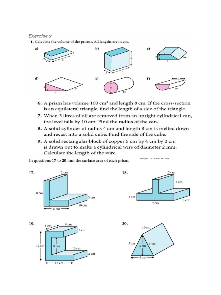 Surface area of prism and cylinders | PDF