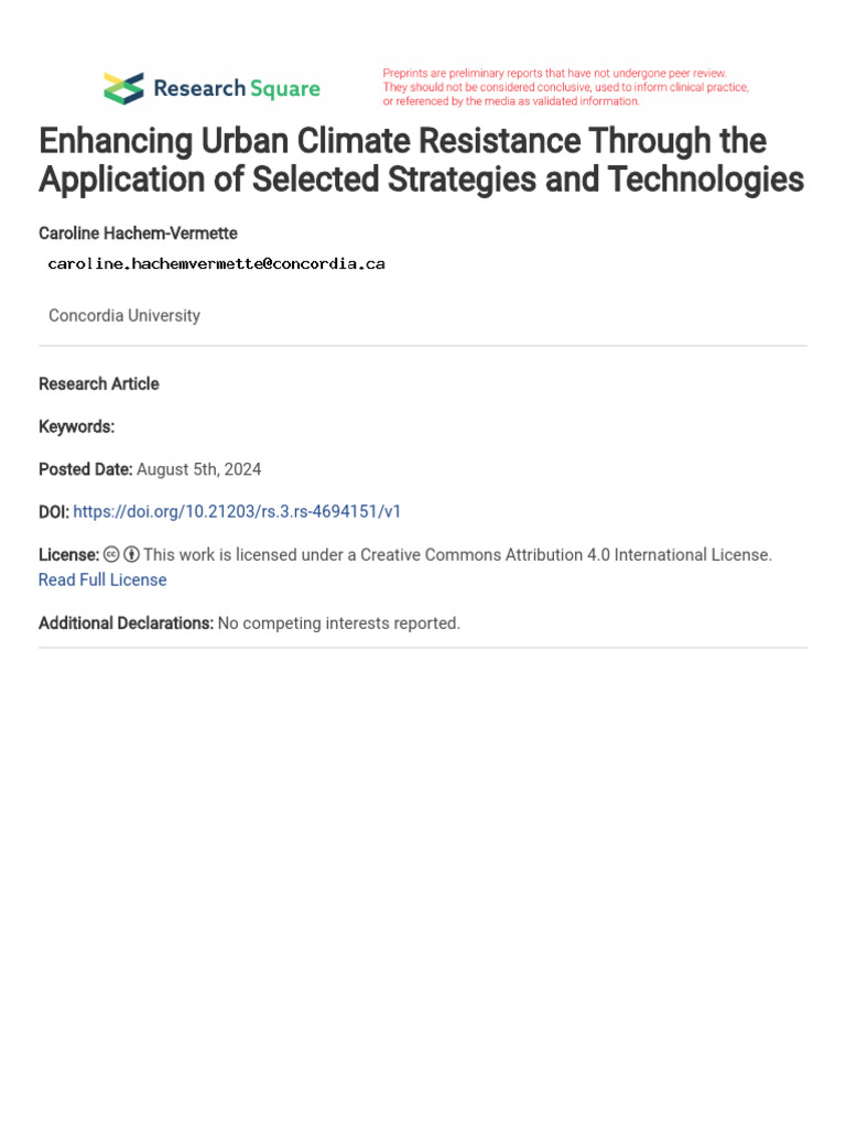Enhancing Urban Climate Resistance Through The App | PDF