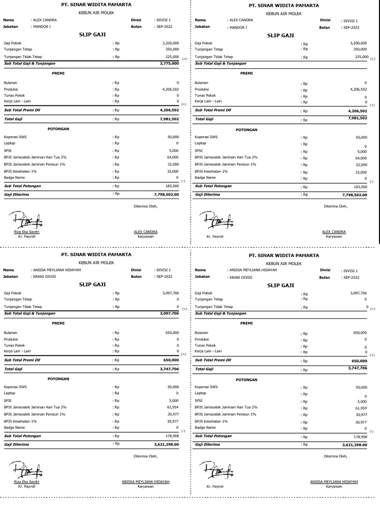 Payroll Slip - Mandor | PDF