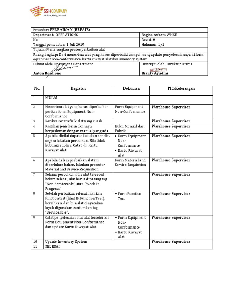 Prosedur - Perbaikan (Repair) | PDF