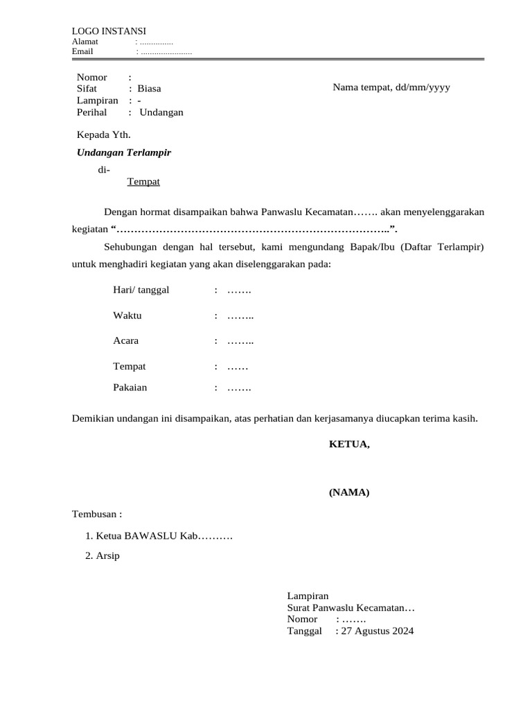 Contoh Undangan Sosialisasi | PDF