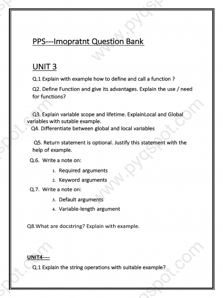 Pps Question Bank 2 | PDF