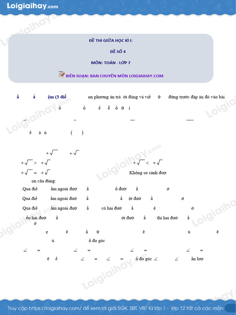 De Kiem Tra Giua Hoc Ki 1 Toan 7 de So 4 Ket Noi Tri Thuc 1666603990 | PDF