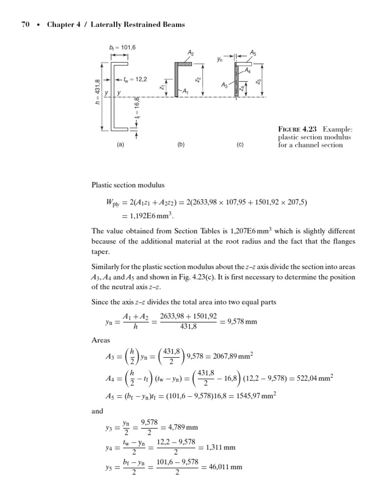 70 Chapter 4 / Laterally Restrained Beams: A A y B | PDF