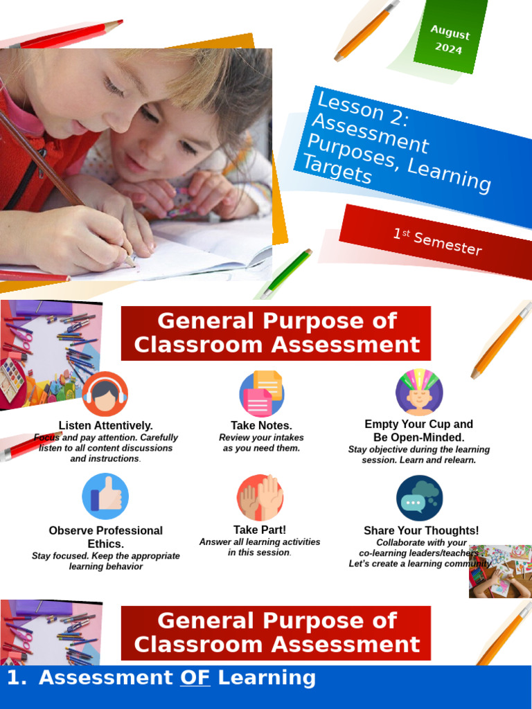Assessment Purposes Learning Targets And Appropriate Methods Pdf