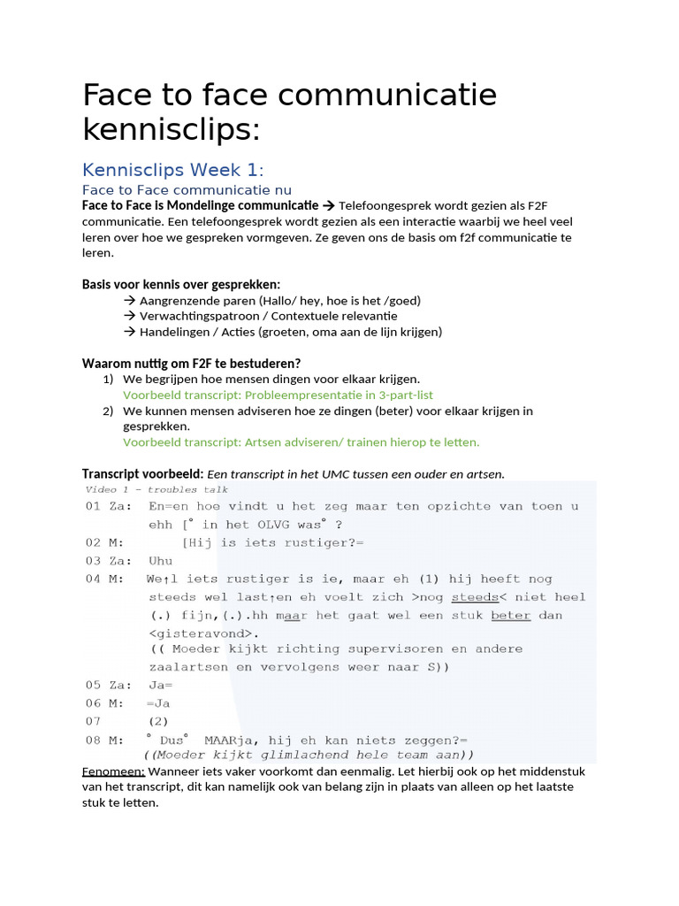 Face To Face Communicatie Kennisclips | PDF