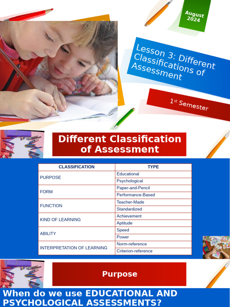 Different Classification of Assessment | PDF | Educational Assessment ...