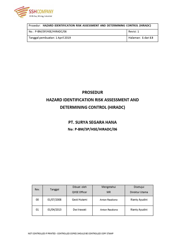 Prosedur HIRADC | PDF