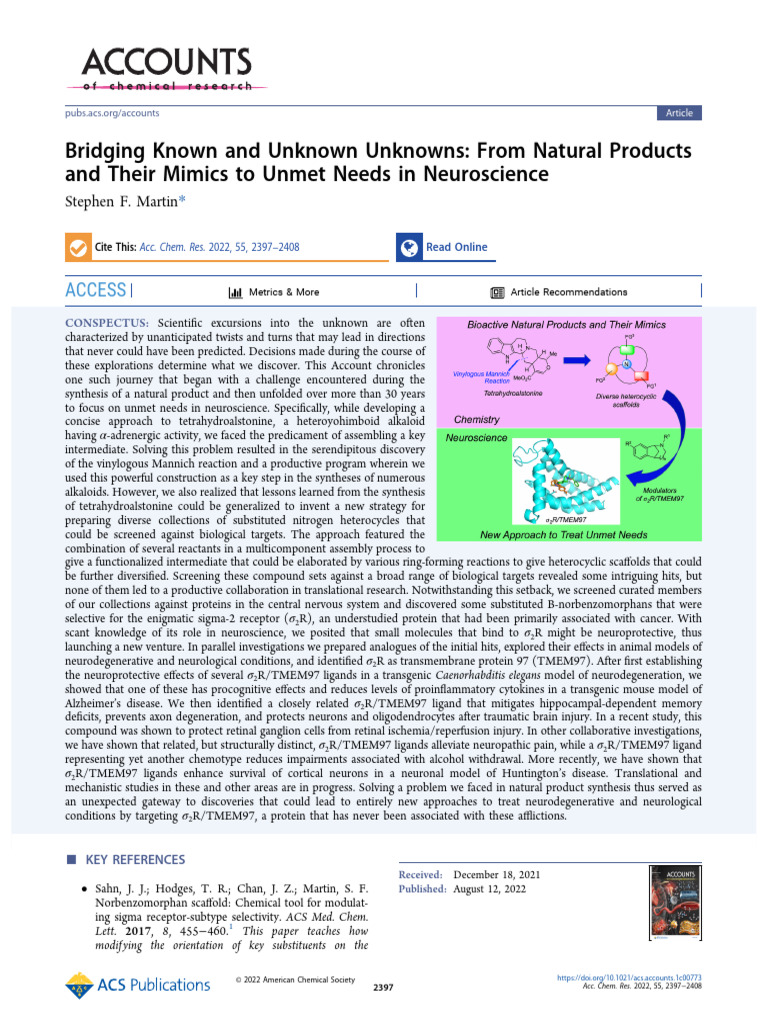 Martin 2022 Bridging Known and Unknown Unknowns From Natural Products and Their Mimics To Unmet ...