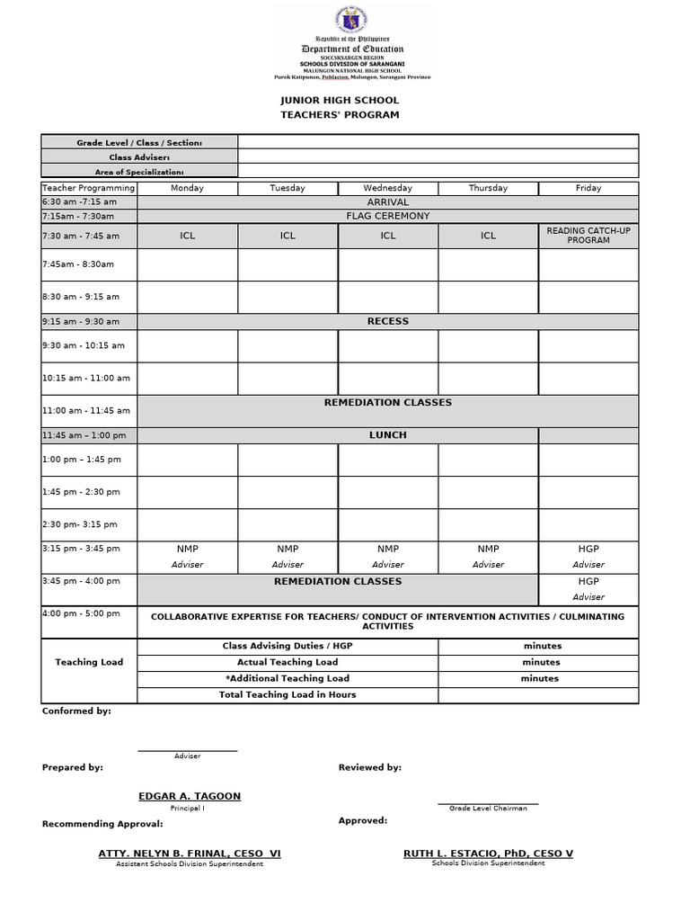 Class Teachers Program 2023 2024 | PDF