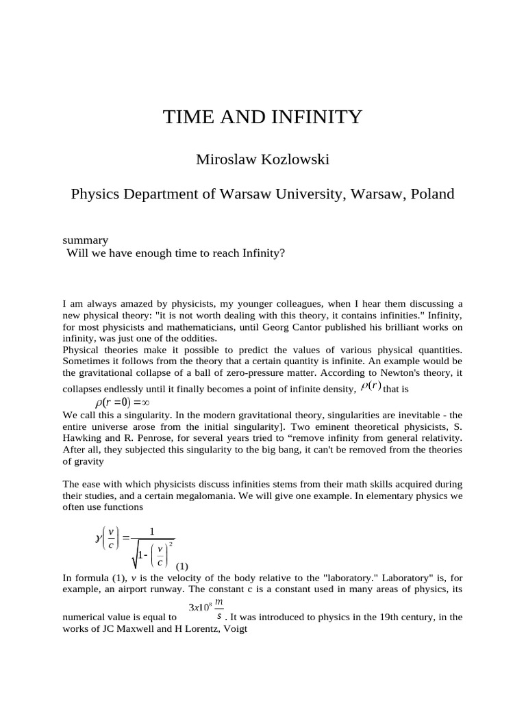 TIME and Infinity | PDF | Luminiferous Aether | Light