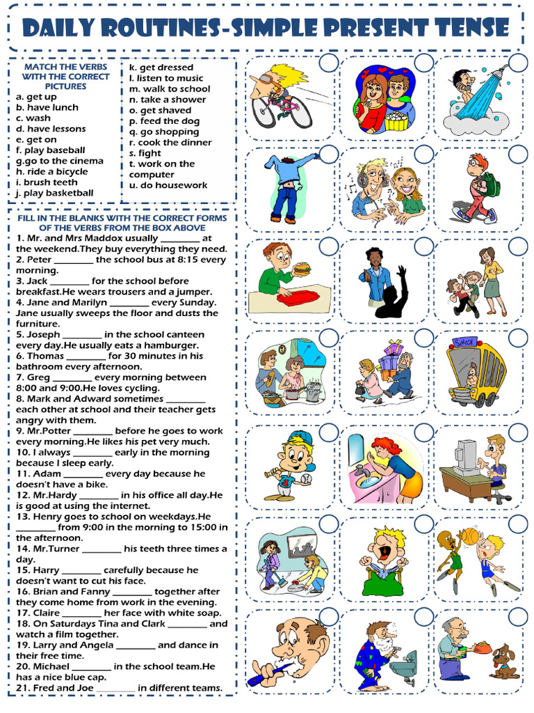 Daily routine present simple | PDF