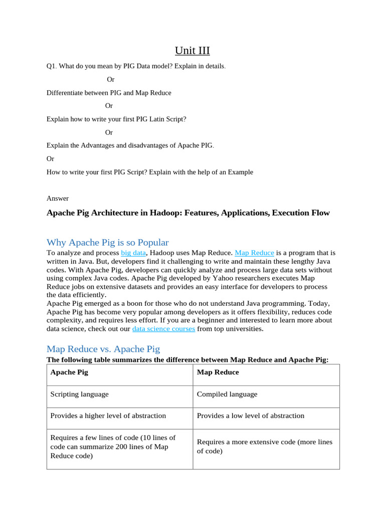Unit III-PIG Question and Answer | PDF