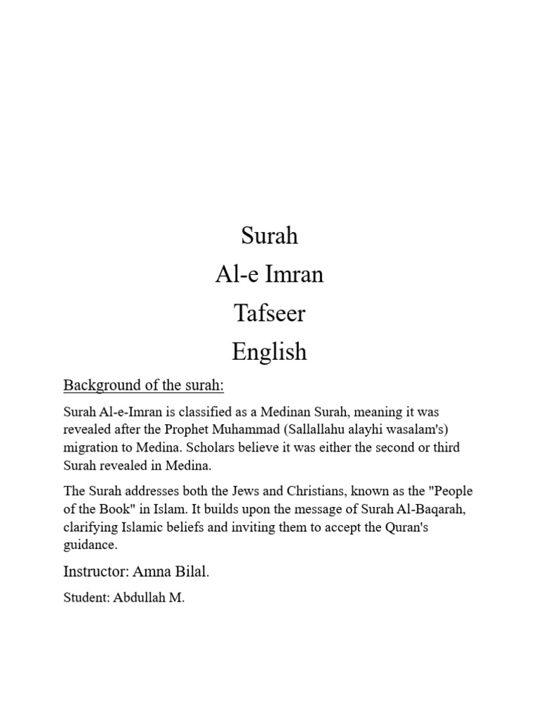 Surah Al e Imran | PDF