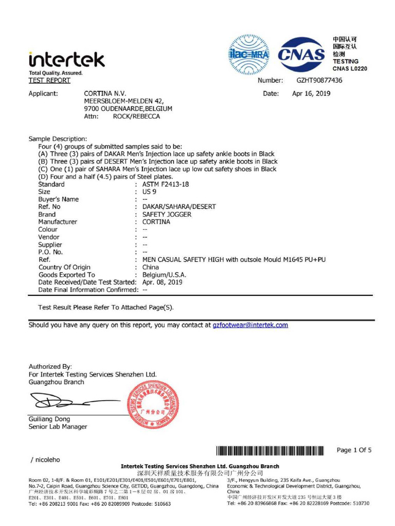 Safety Jogger SDS | PDF
