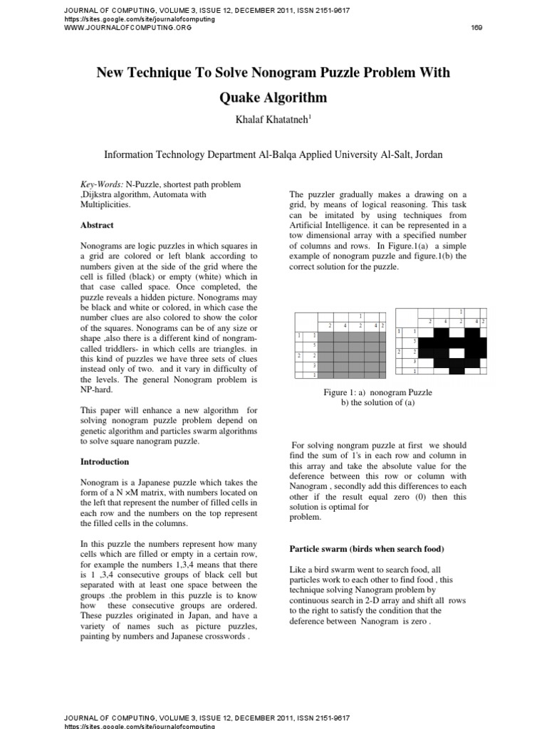 New Technique To Solve Nonogram Puzzle Problem With Quake Algorithm | PDF | Matrix (Mathematics ...