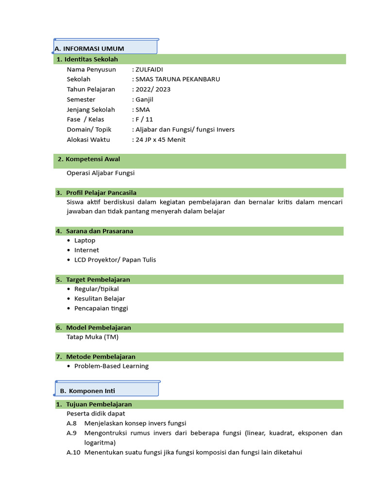 MODUL FUNGSI INVERS Fiks | PDF