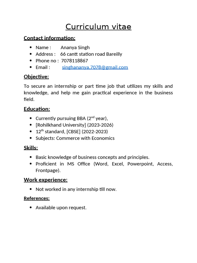 Ananya Resume (2) | PDF
