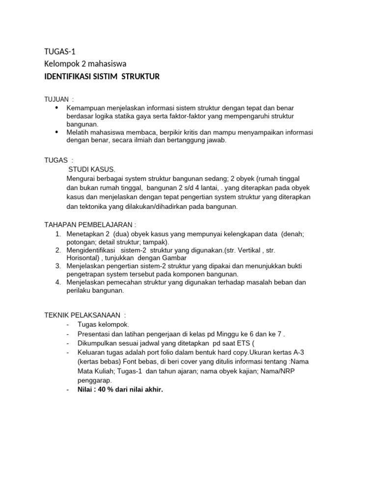 Tgs 1 Arsitektur Struktur - 2024 Kls B | PDF