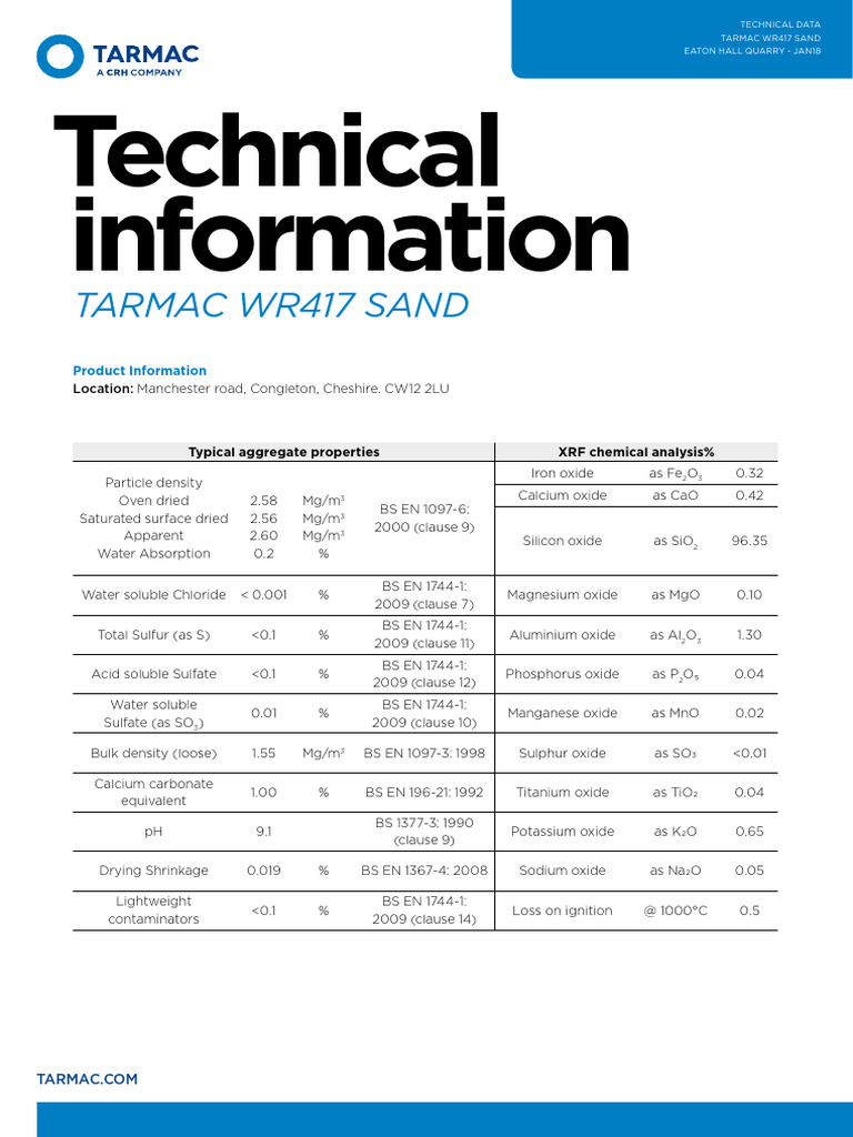 Eaton Hall Tarmac Sand Specifications | PDF | Magnesium | Silicon Dioxide