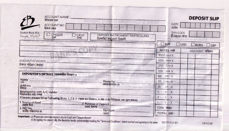 EBL DEPOSIT SLIP 1 | PDF