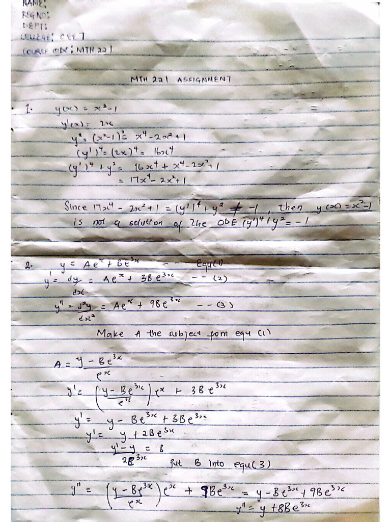 Math221 WorkBook Solution by Hon. Lawrence | PDF