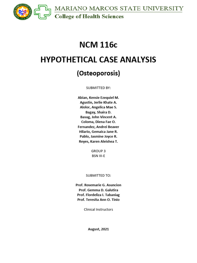 FINAL - Hypothetical Case Analysis Osteoporosis | PDF