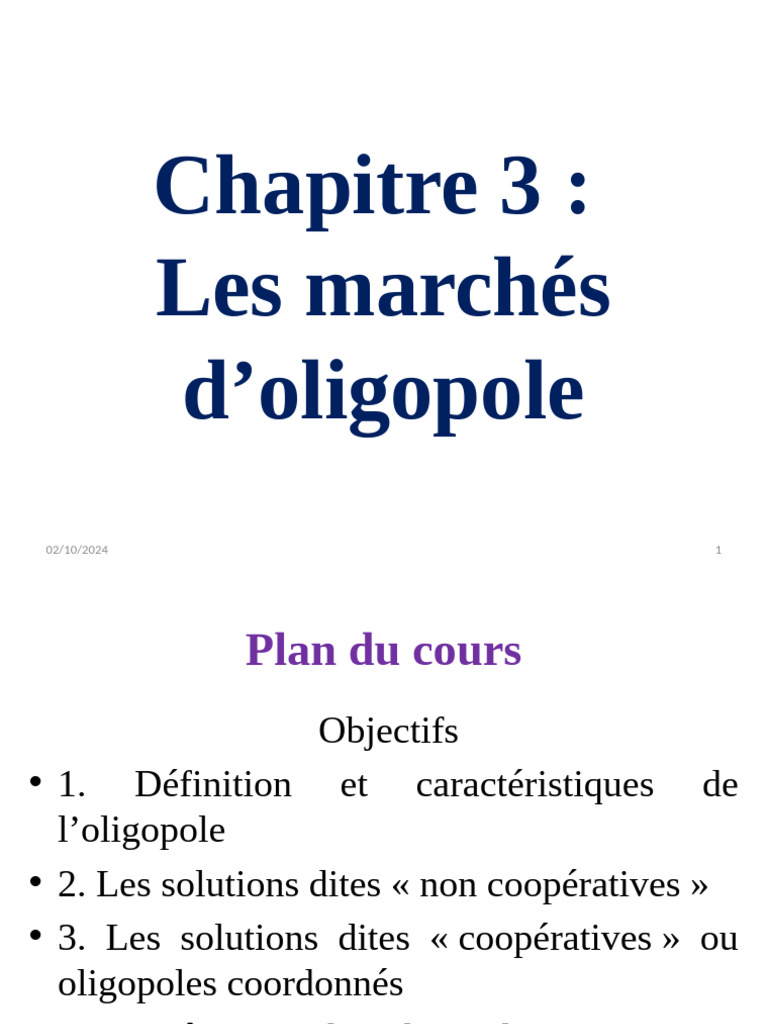 Micro II - Les Marchés D'oligopole - Version 2021 - 2022 | PDF