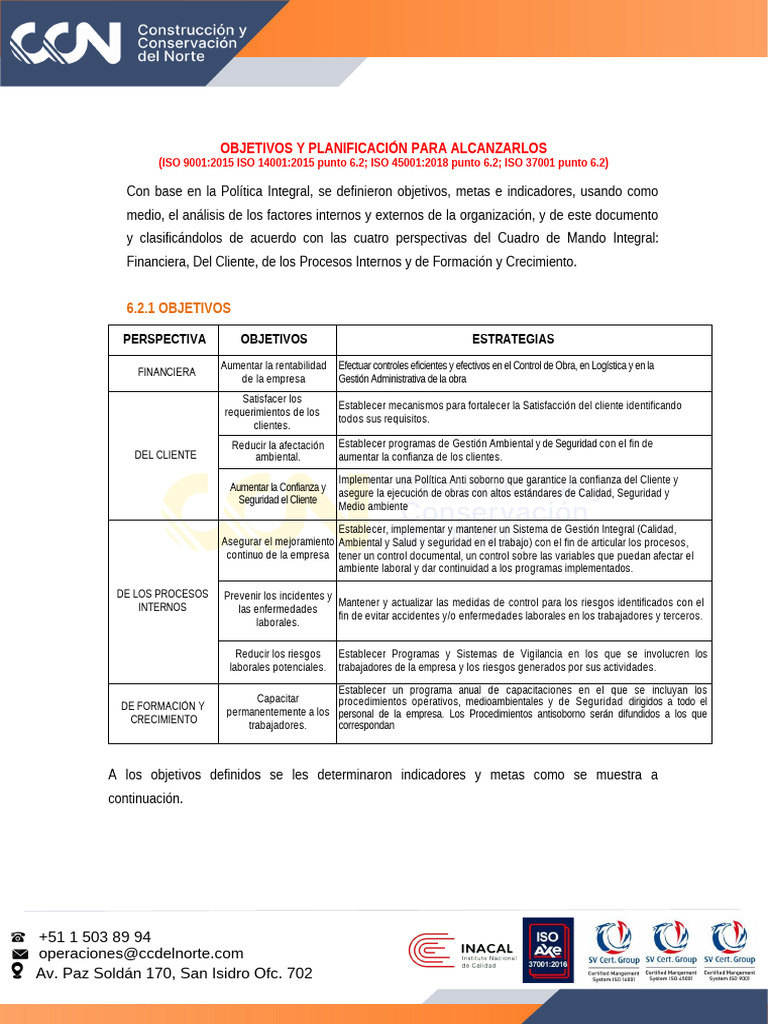 Objetivos y Metas Ccn | PDF