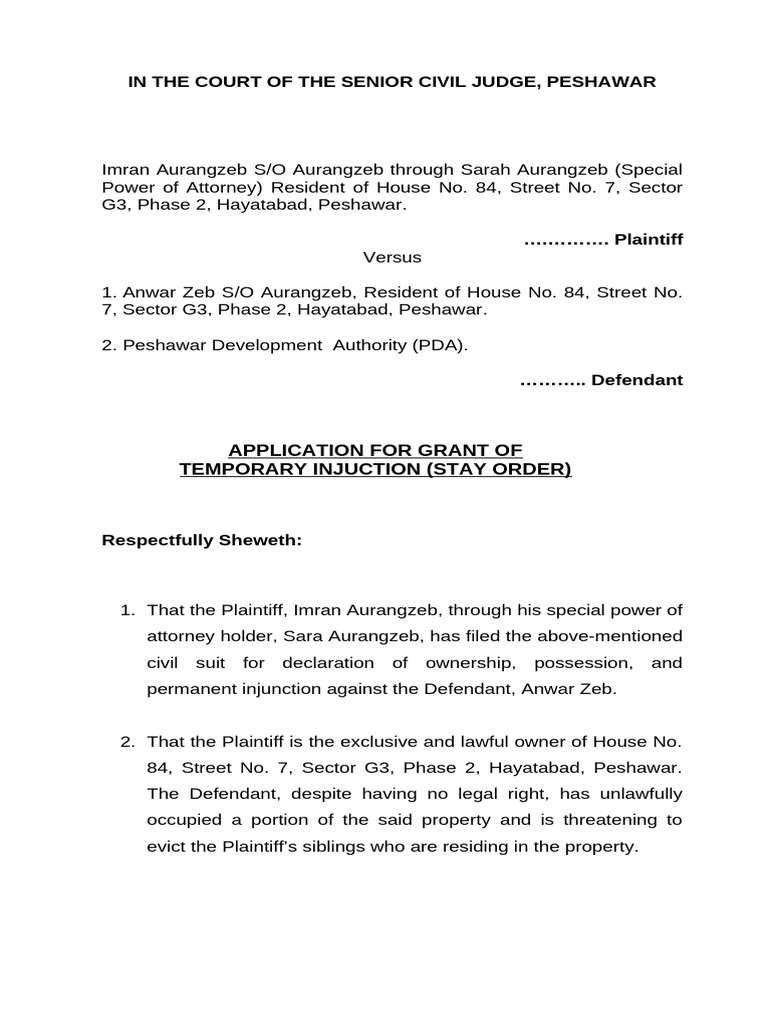 Sarah Auranghzeb Stay Order | PDF