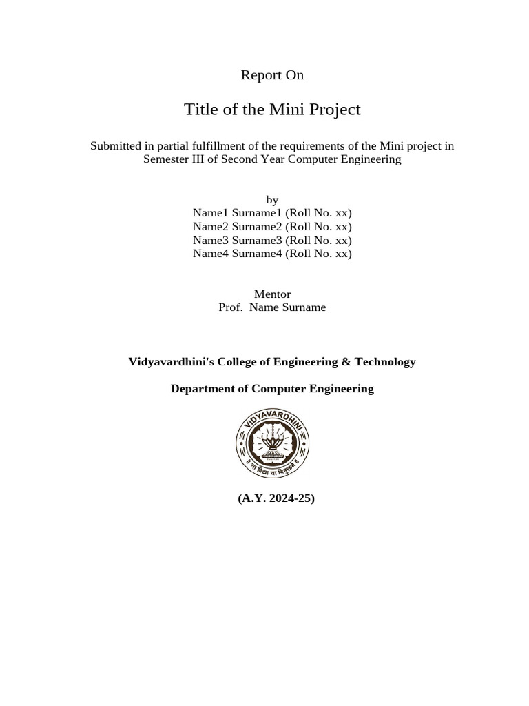 Template of Title Page and Certificate Mini Proj | PDF