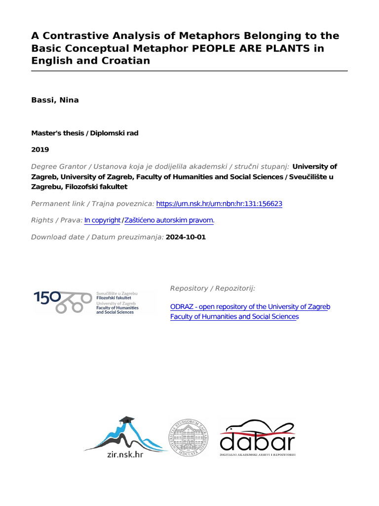 Diplomski Rad Anglistika Nina Bassi | PDF