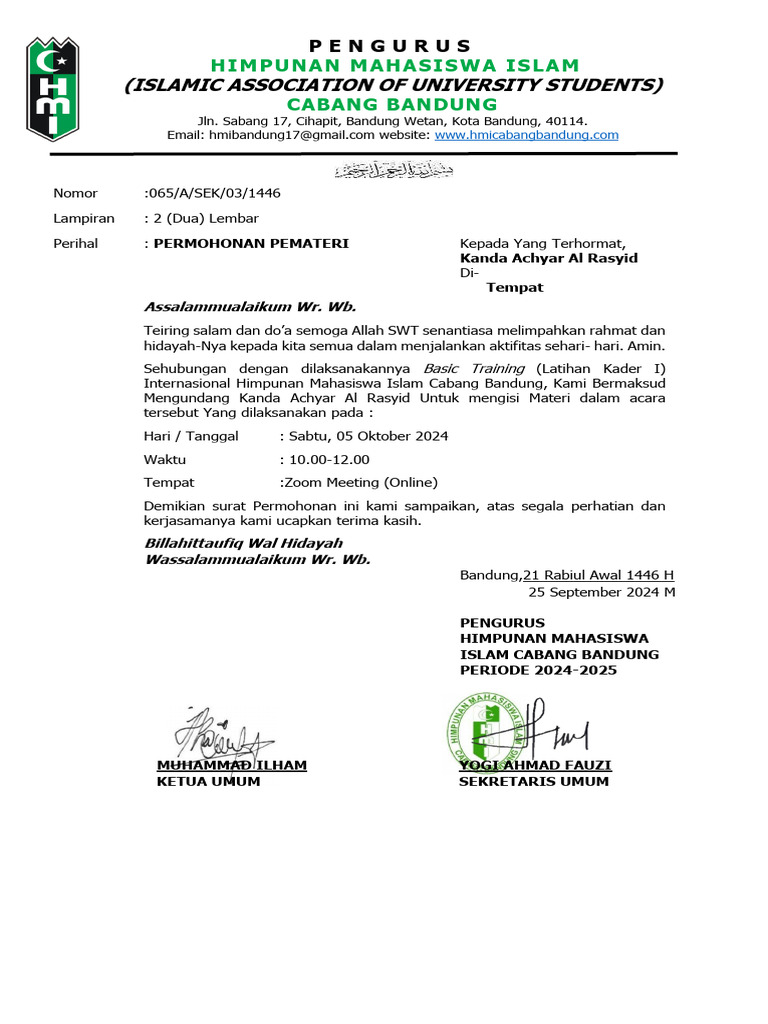 065-Undangan Pemateri Mission HMI | PDF