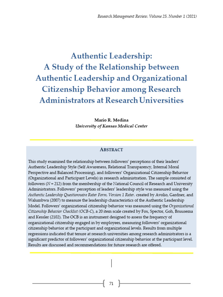 Authentic Leadership Subscales | PDF