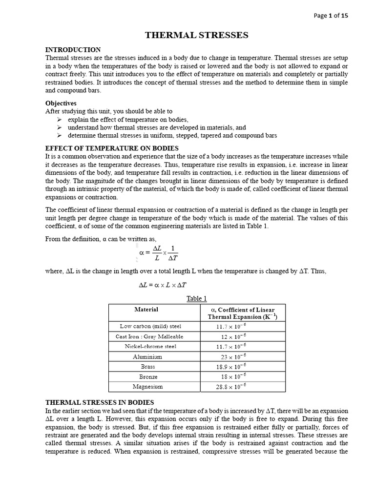 Thermal Stresses | PDF
