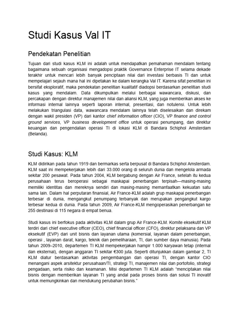 Studi Kasus Val IT - KLM France | PDF