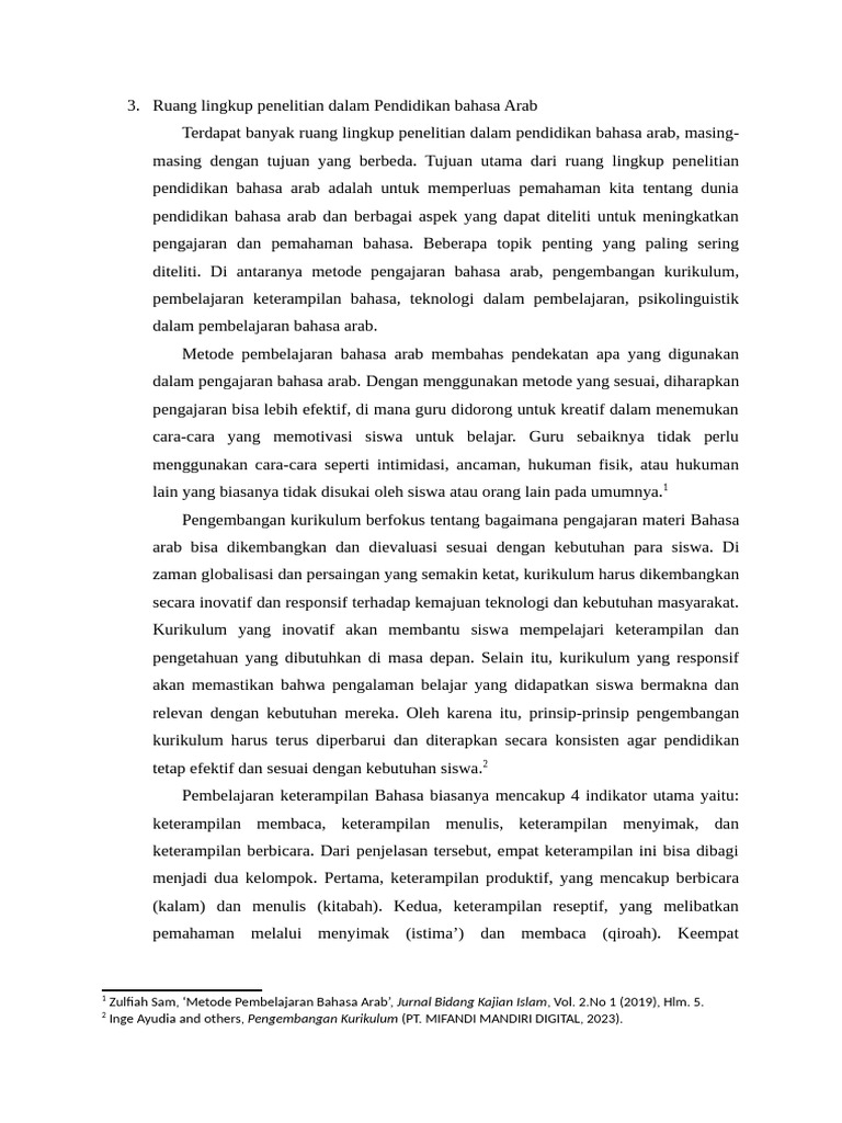 Ruang Lingkup Penelitian Dalam Pendidikan Bahasa Arab | PDF Ruang Lingkup Penelitian Dalam Pendidikan Bahasa Arab | PDF