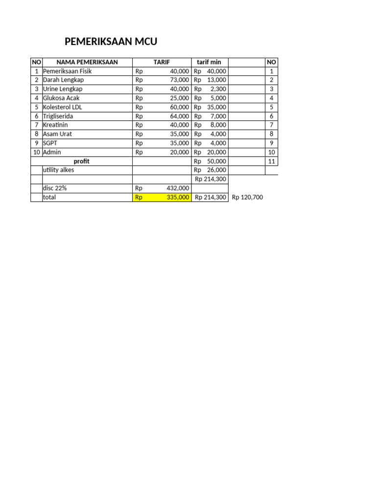 Perhitungan Penawaran MCU | PDF