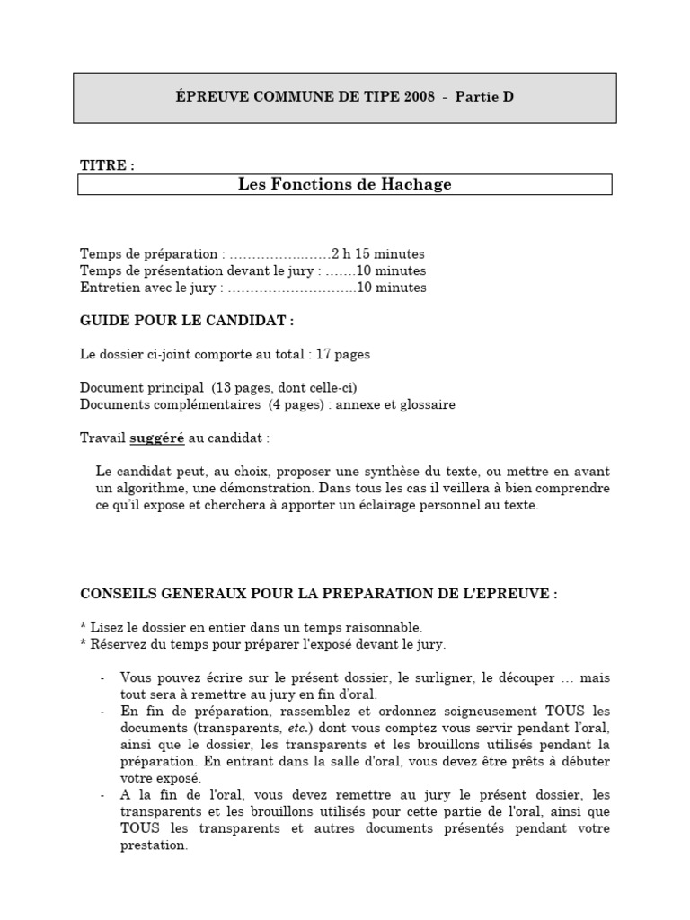 Fonctions de Hachage | PDF