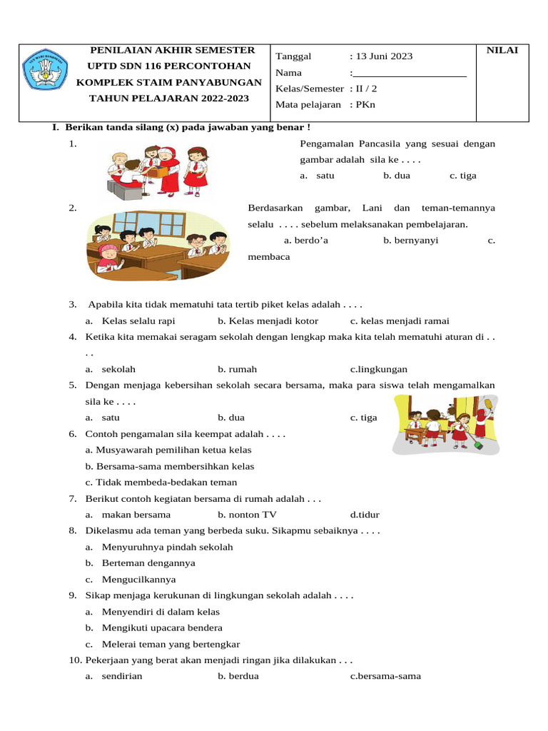 Pas PKN Sem 2 TP 22-23 | PDF