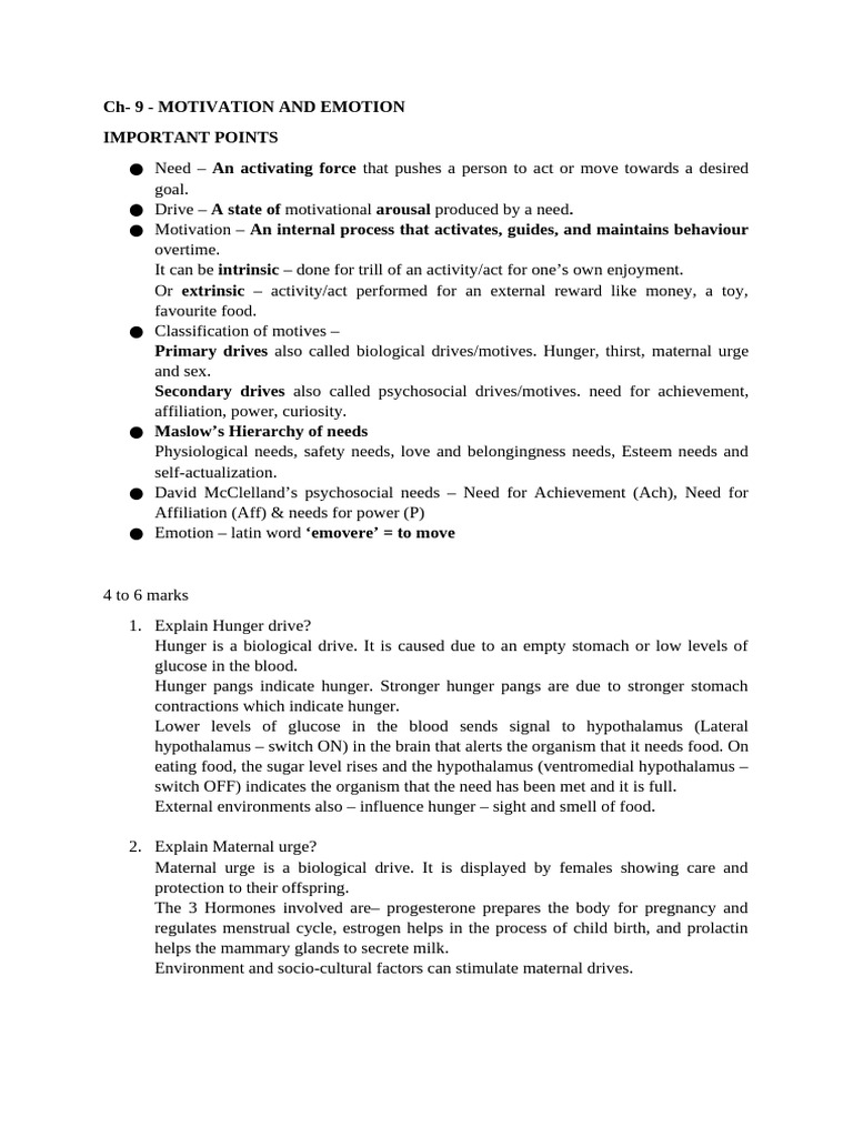 R CH 9 Motivation and Emotion | PDF