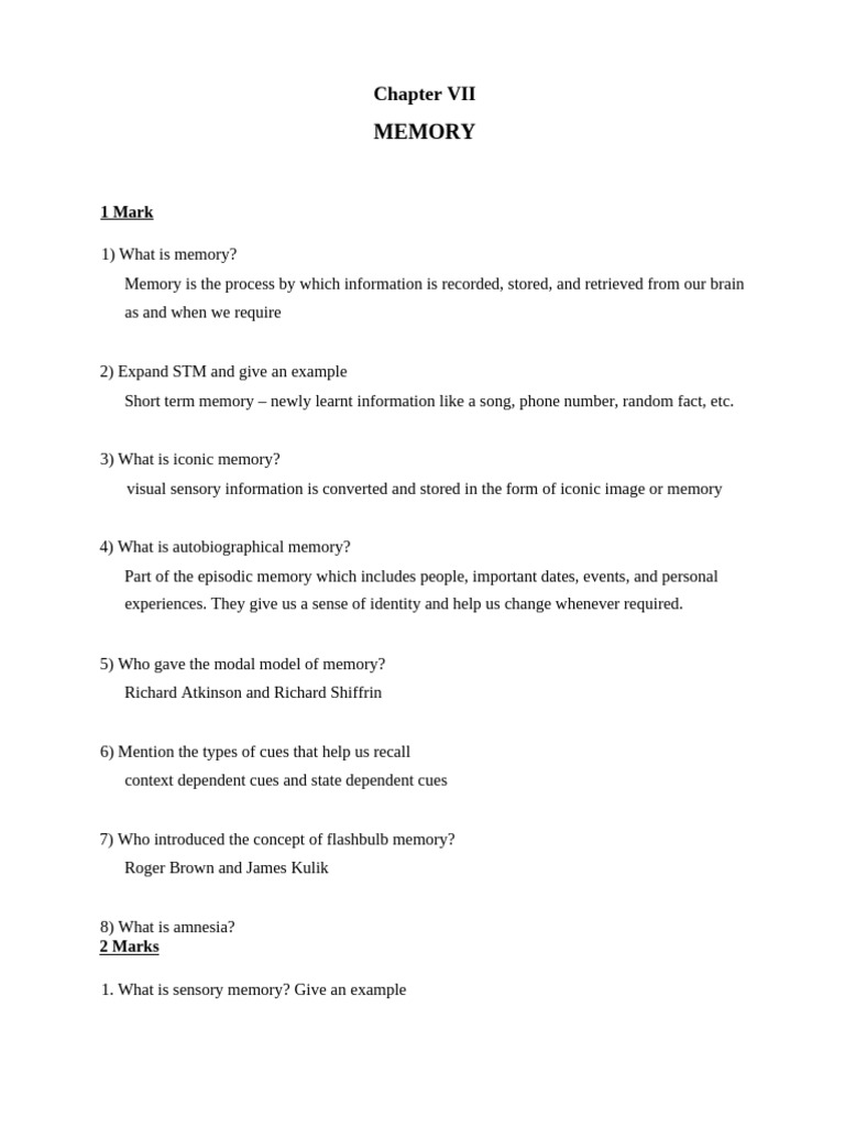 H CH 7 - Memory | PDF