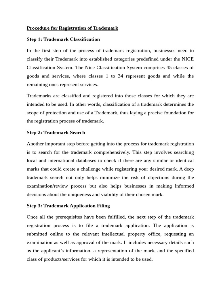 Procedure For Registration of Trademark Step 1: Trademark ...