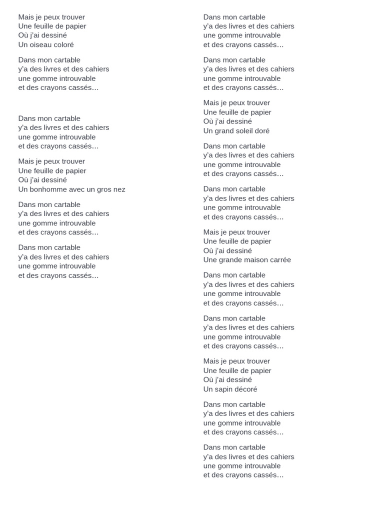 Dans Mon Cartable | PDF
