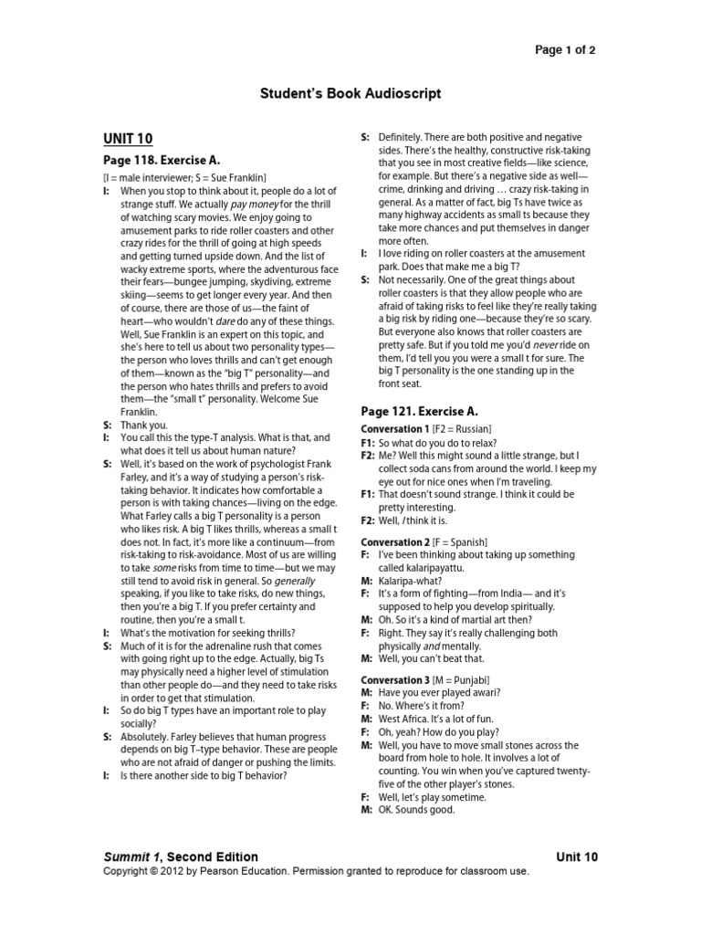 Unit 10 Audioscript | PDF