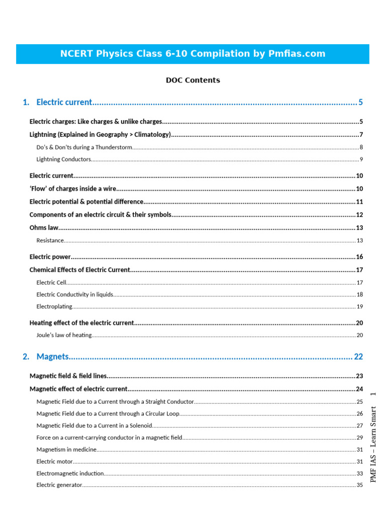 PMFIAS-NCERT-Physics-6-10-Compilation | PDF